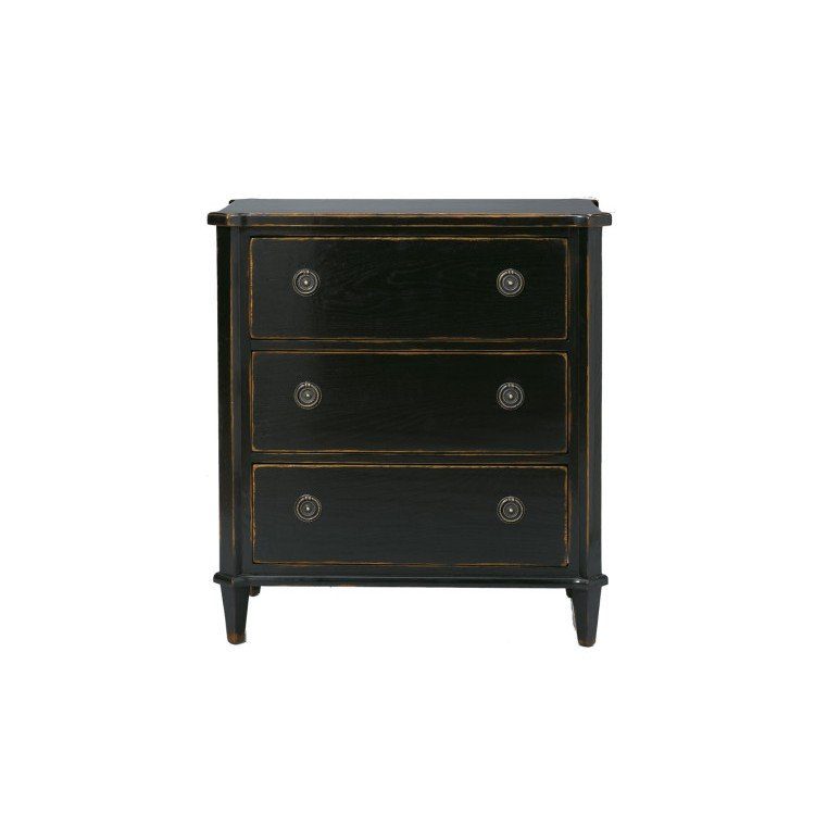 Henshaw, kommode med tre skuffer i sort - Laura Ashley