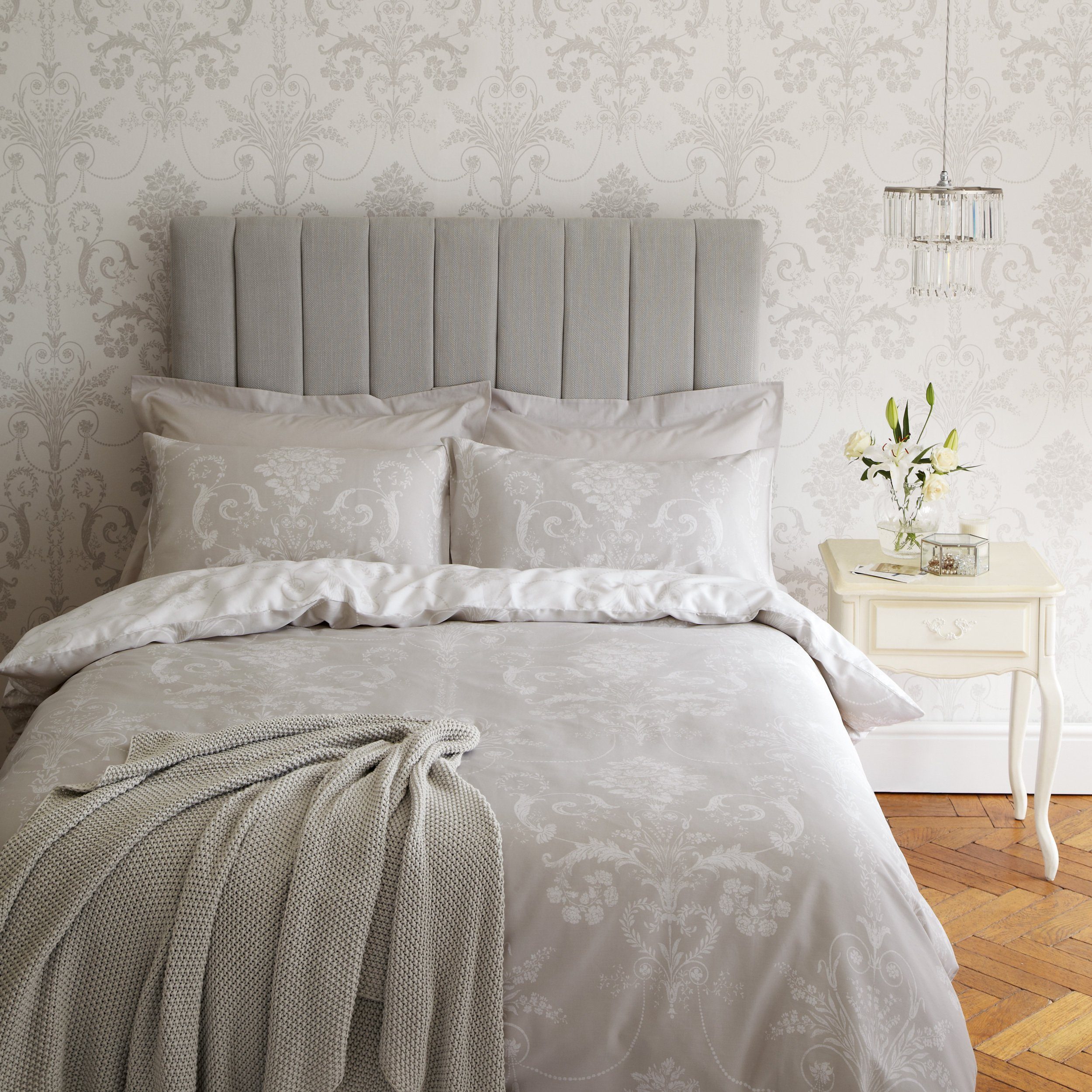 Josette Single Dove Grey Cotton Duvet Cover - Laura Ashley Josette Single Dove Grey Cotton Duvet Cover - Laura Ashley