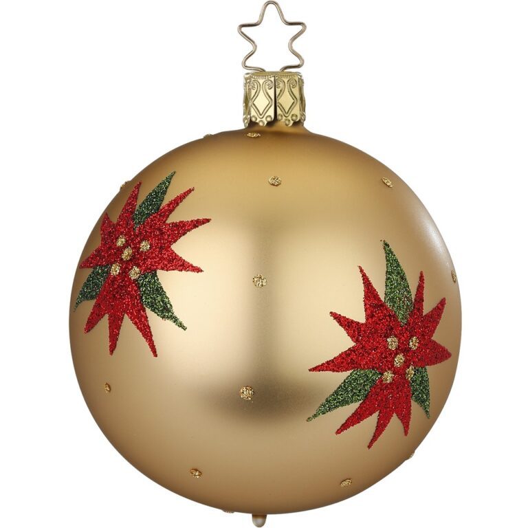 Håndlaget eksklusiv julekule, julestjerne på gull - Laura Ashley